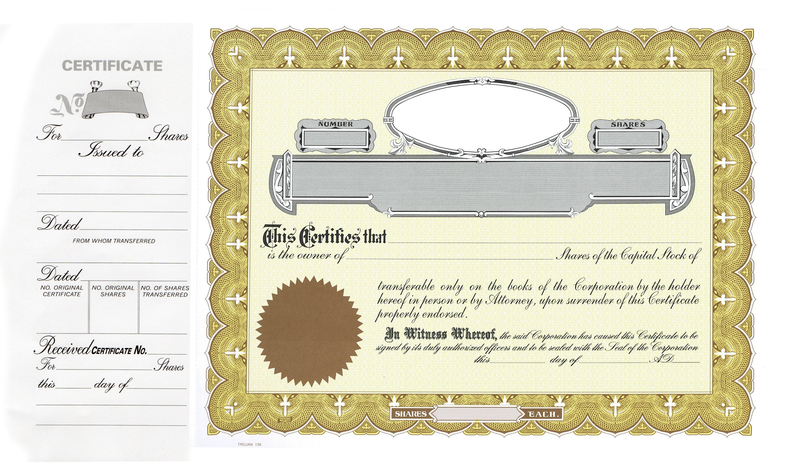 Stock Certificate | Trojan Envelope Manufacturing Corporation