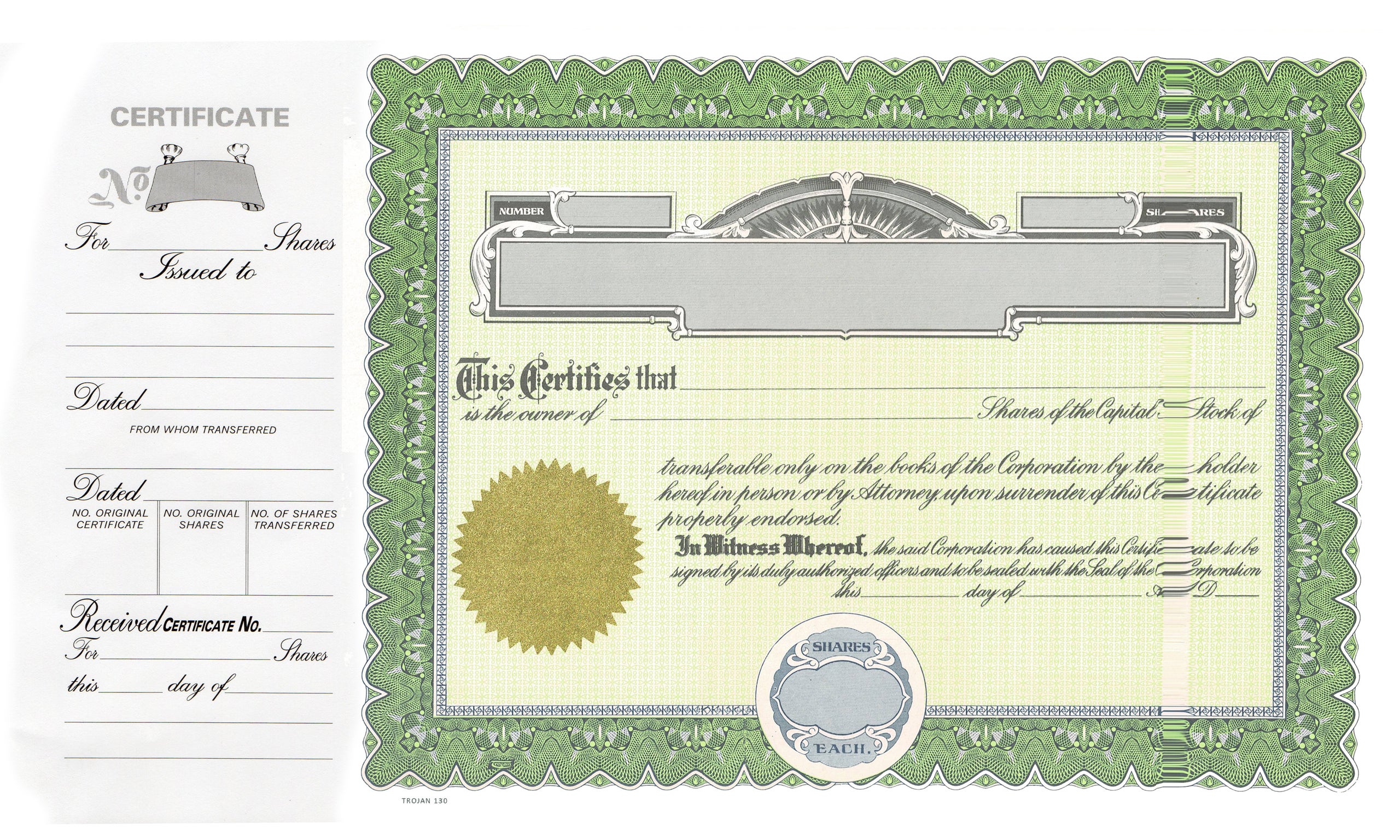 Stock Certificate | Trojan Envelope Manufacturing Corporation