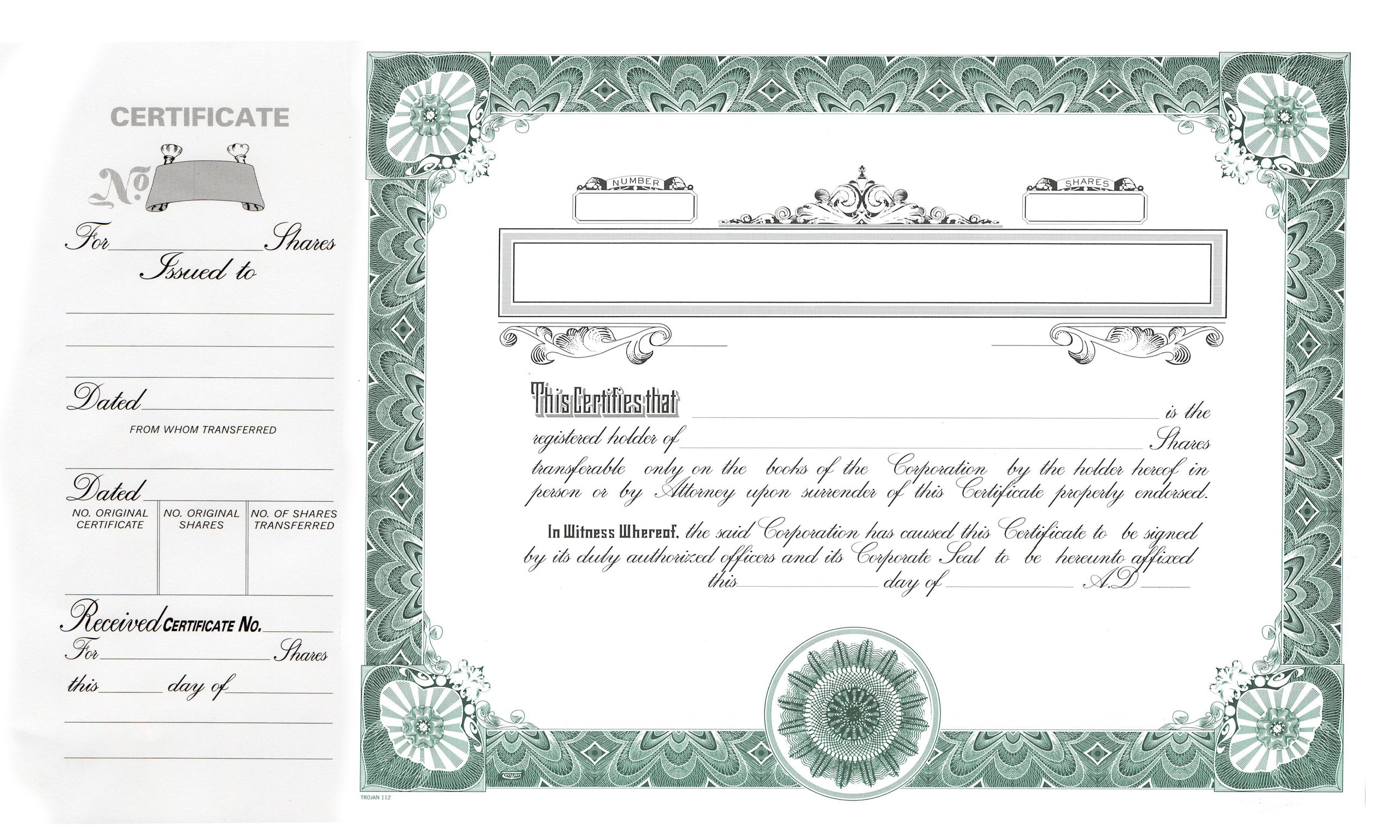 Stock Certificate | Trojan Envelope Manufacturing Corporation