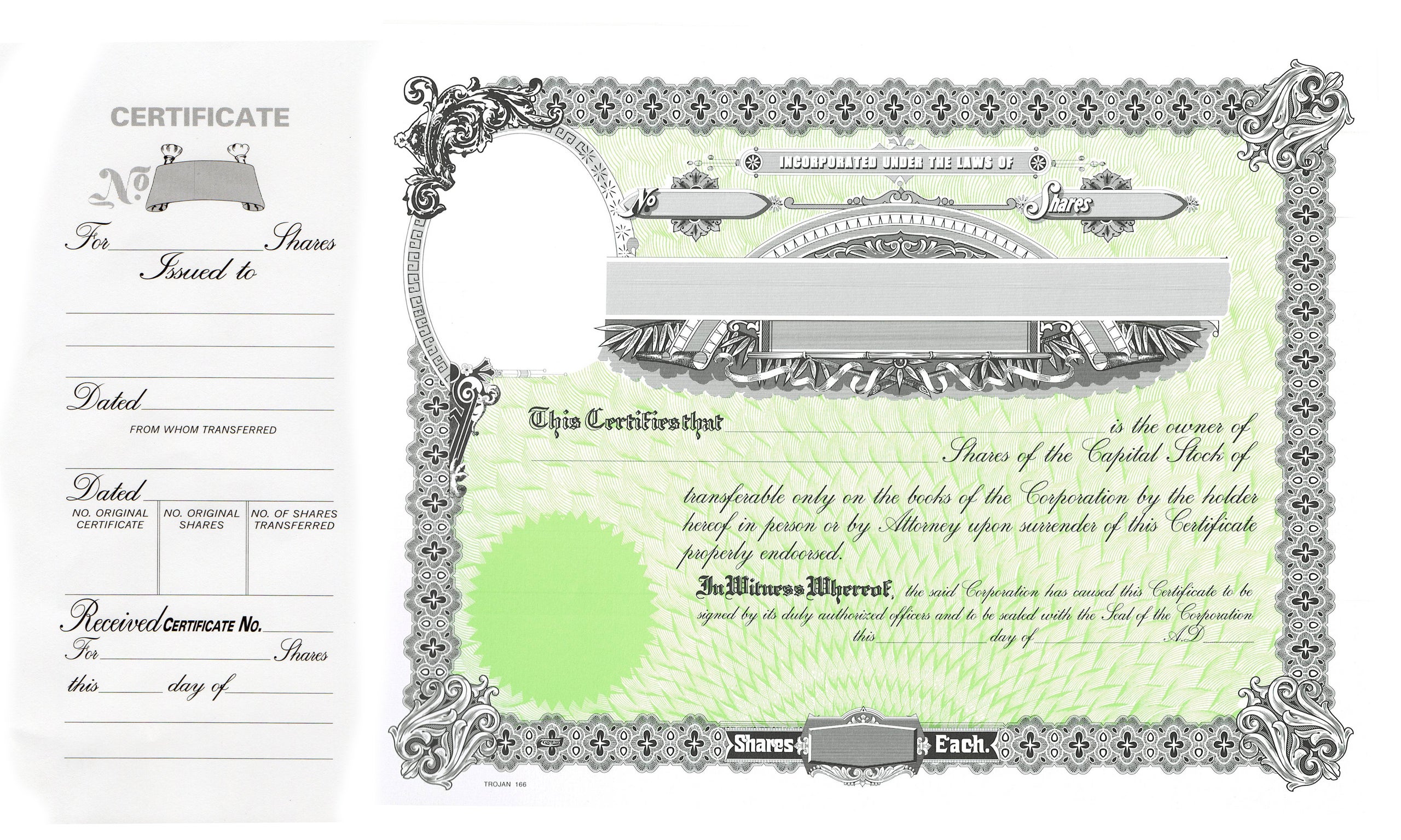 Stock Certificate | Trojan Envelope Manufacturing Corporation